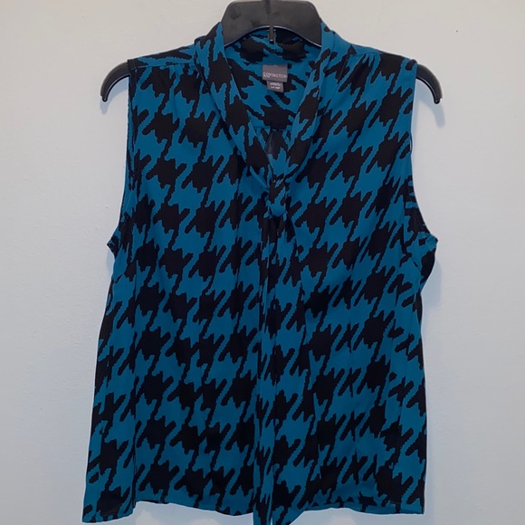 Covington | Tops | Covington Blue And Black Sleeveless Blouse | Poshmark
